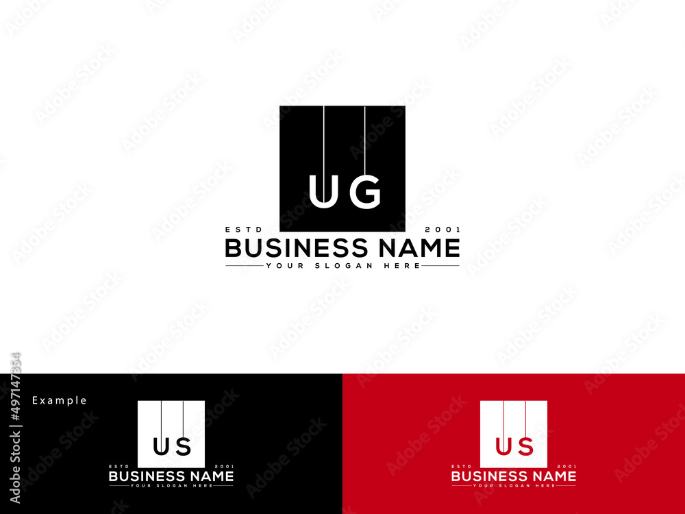 Initial UG Logo, Letter Ug u&g Logo Image Design With Black and Square ...