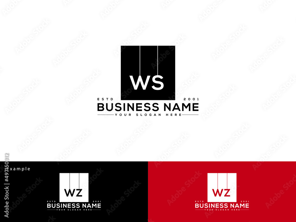 Alphabet WS Logo, Letter Ws w s Logo Icon Vector With Square Black ...