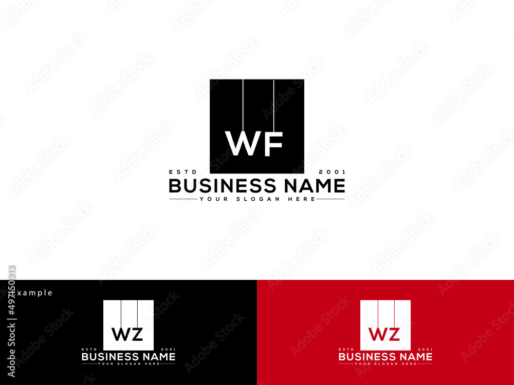 Alphabet WF Logo, Letter Wf w f Logo Icon Vector With Square Black ...