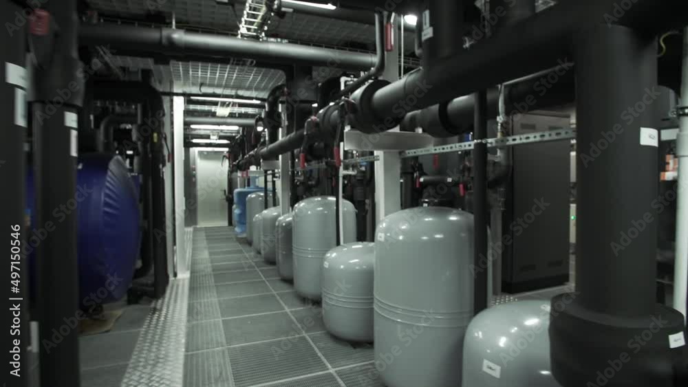 Data center server room, Switchgear room with raws of cabinets with ...