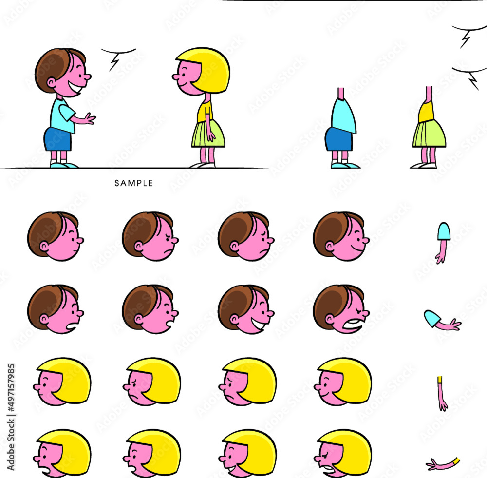 Boy and girl - conversation. The characters talk to each other, the set ...