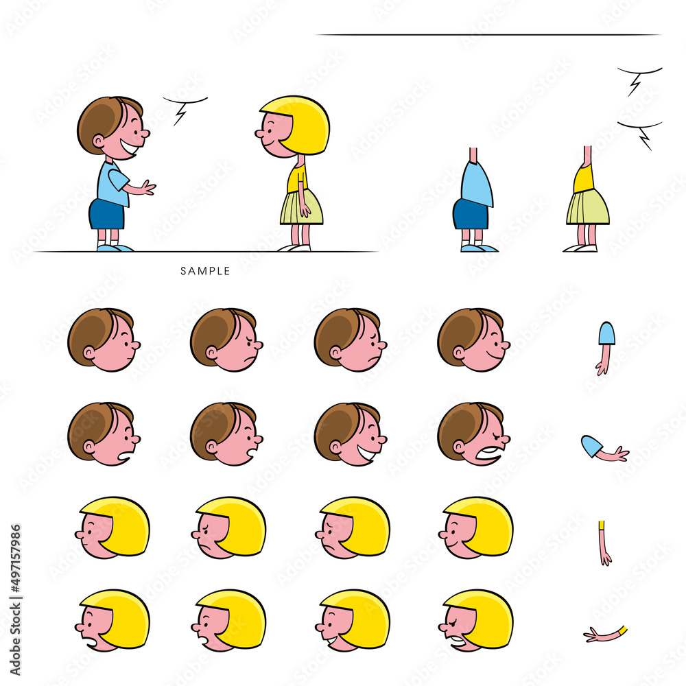Boy and girl - conversation. The characters talk to each other, the set ...