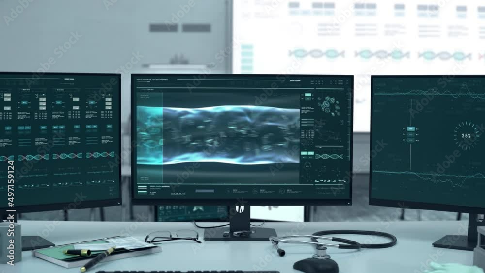 Microscopic scanner is analyzing the patients hand for biology research ...