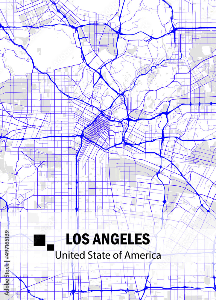 Los Angeles map using dominant colors white and blue Stock Illustration ...