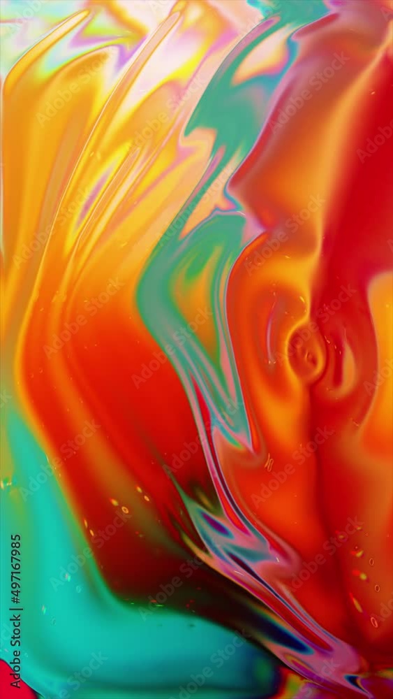 Colorful Warm Abstract Refeacting Paint Texture Loop Stock Video ...