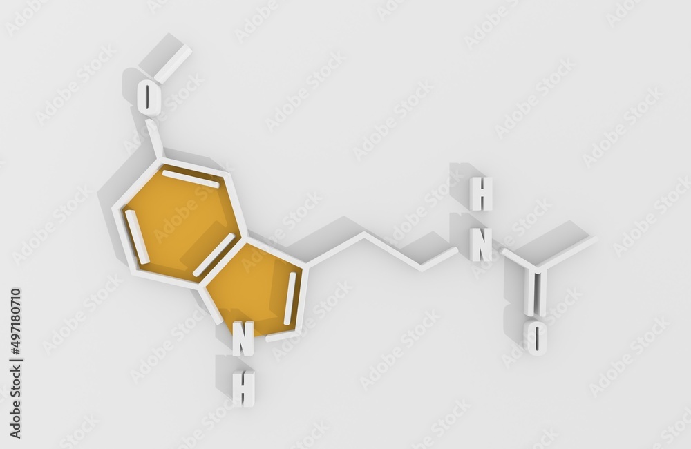 Melatonin hormone chemical molecular formula.. 3D render Stock ...