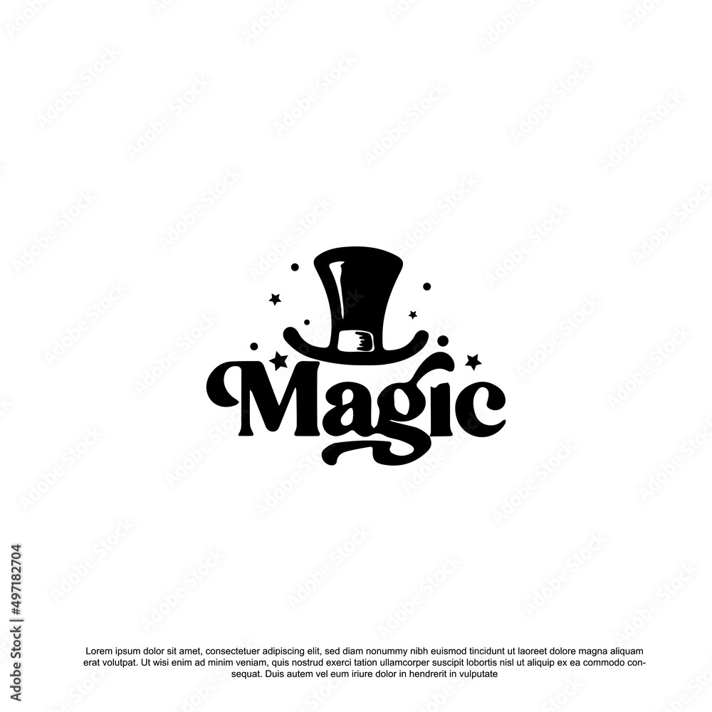 Magic lettering and magician hat logo design Stock Vector | Adobe Stock