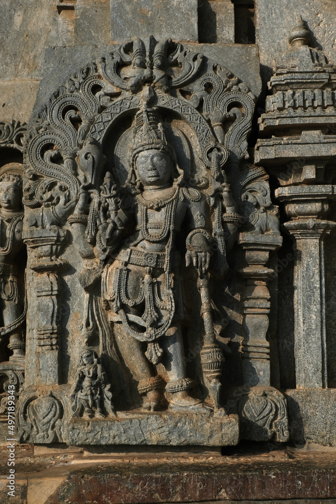 Stone Sculpture of Beautiful Female (Madanikas) with selective focus ...