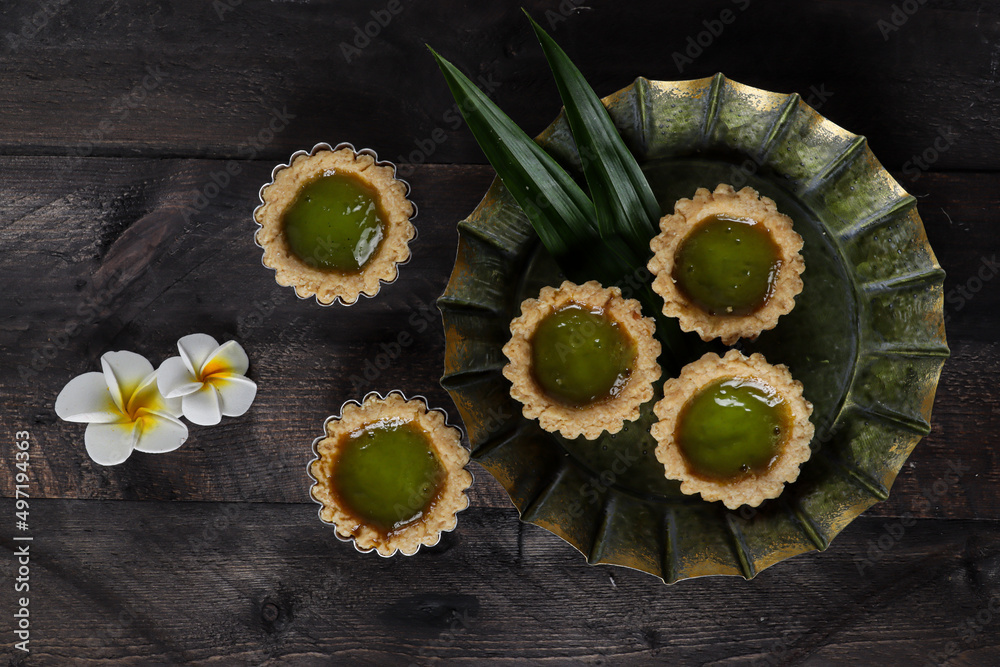 Pie susu pandan or pai susu or pandan milk pie is custard pie popular ...