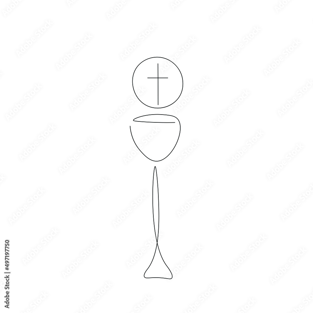 Sign of holy communion bread and wine drawing vector illustration Stock ...