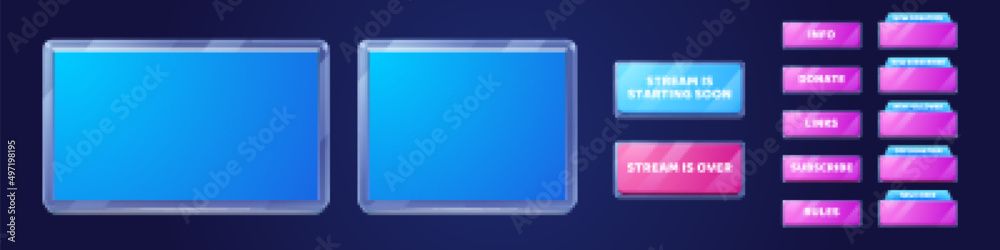 Live stream background, online multimedia player windows and buttons ...