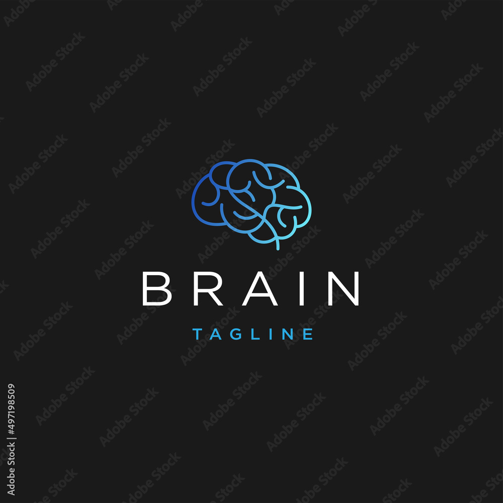 Brain line logo icon design template flat vector Stock Vector | Adobe Stock