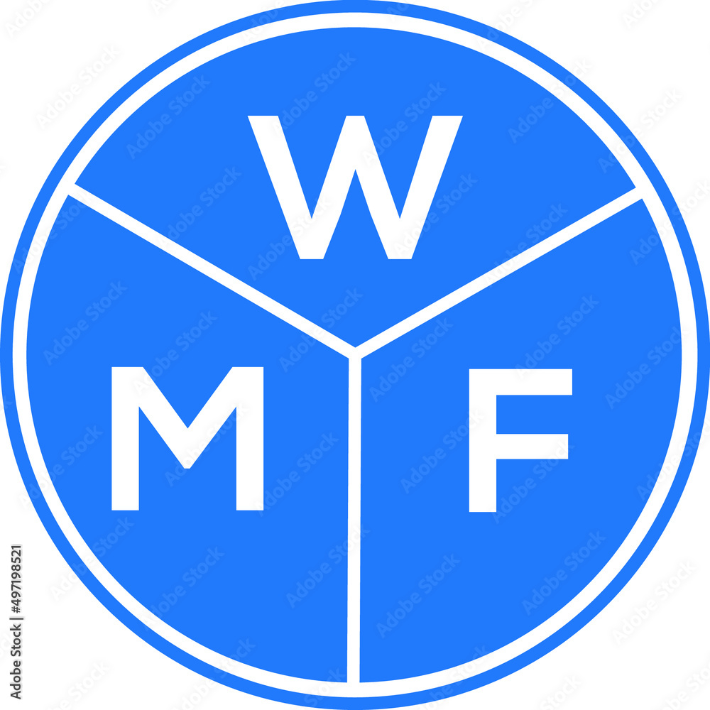 WMF letter logo design on white background. WMF creative circle letter ...