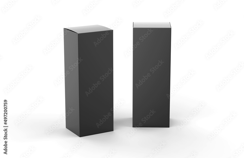 Black paper box mockup for branding, blank tall tuck end paper box for ...
