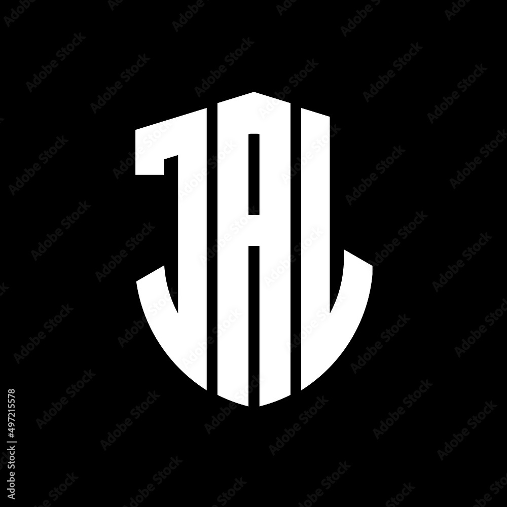 JAL letter logo design. JAL modern letter logo with black background ...