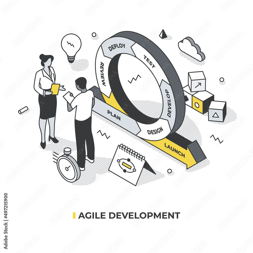 Agile Development Sprint Isometric Scene Stock Vector | Adobe Stock