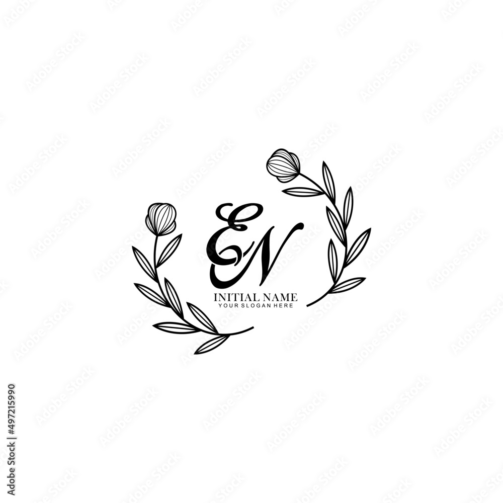 EN Initial letter handwriting and signature logo. Beauty vector initial ...