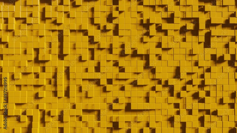 Abstract animated construction with orange cubes. Modern 3d seamless ...