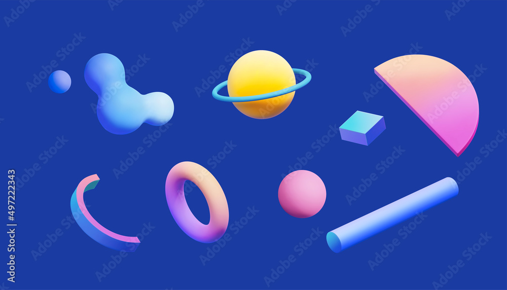 3d gradient geometric shapes Stock Vector | Adobe Stock