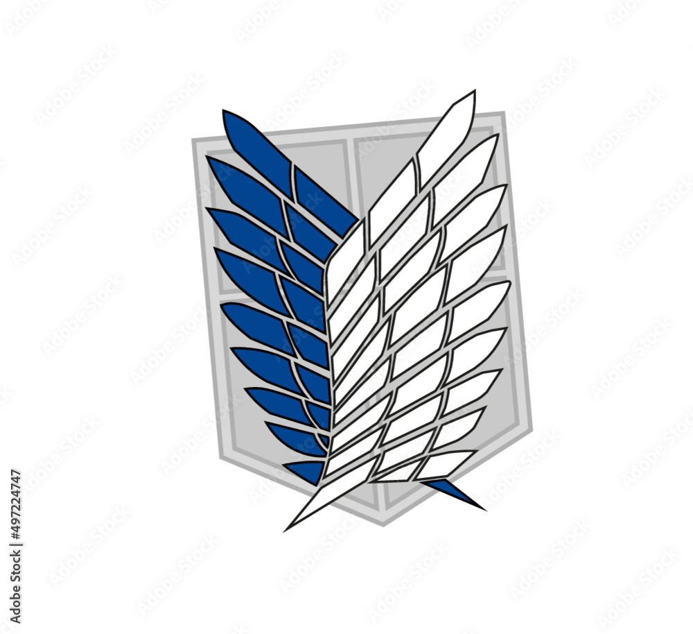 Attack On Titan Survey Corps Wings of Freedom logo. Illustrated and ...