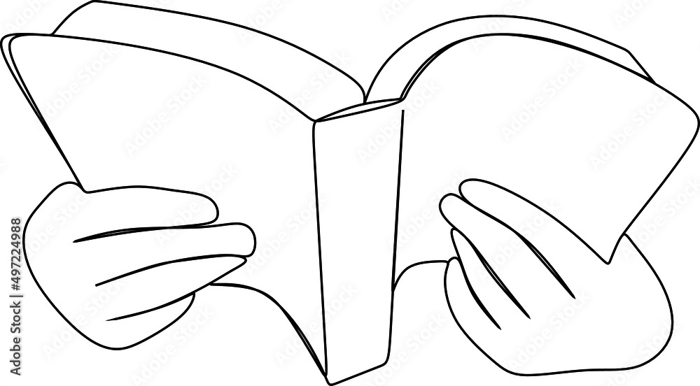 One line drawing of hand open a book continuous lineart hand drawn ...