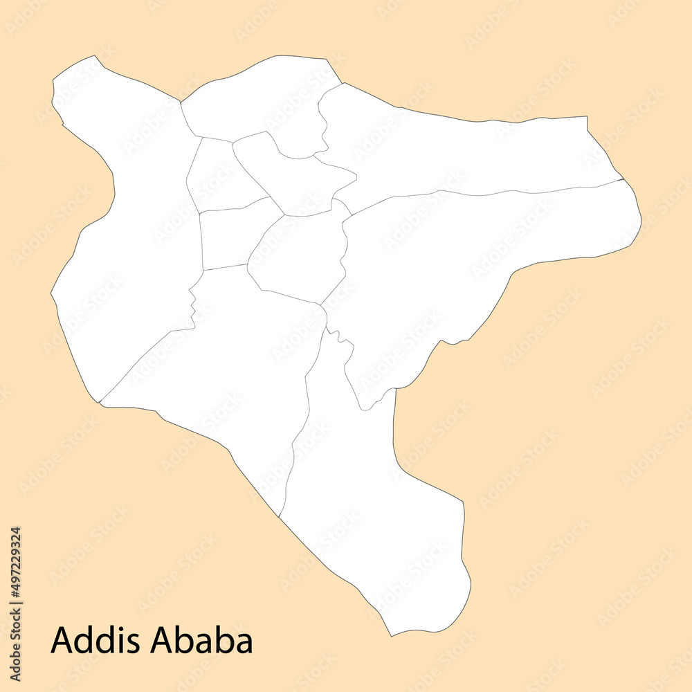 High Quality map of Addis Ababa is a region of Ethiopia Stock Vector ...