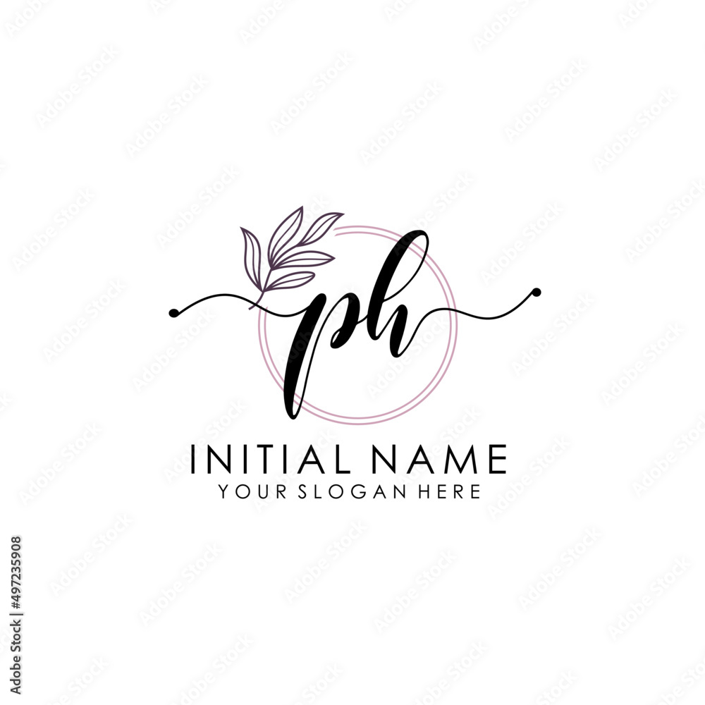 PH Luxury initial handwriting logo with flower template, logo for ...