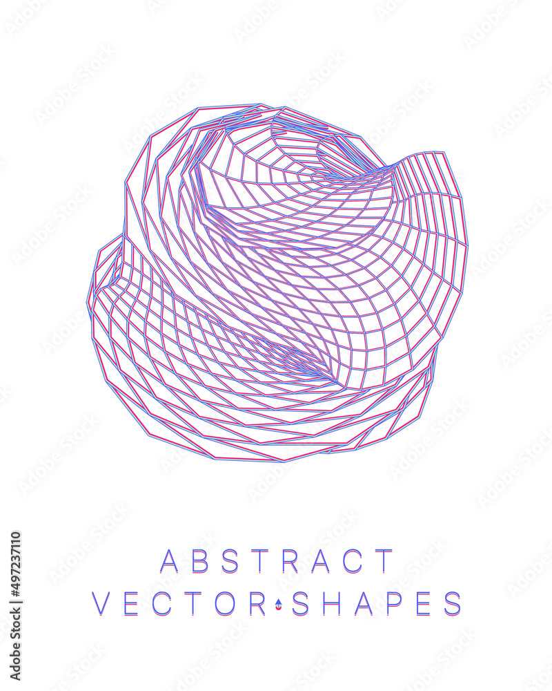 Geometric shape for design. Wireframe illustration. Molecular grid. 3d ...