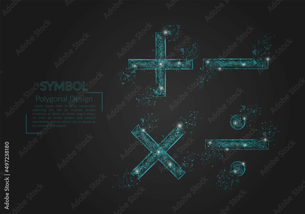 Abstract isolated blue image of a math signs. Polygonal illustration ...