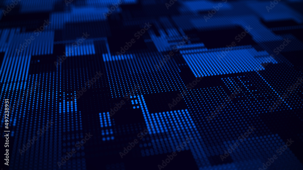 Blue digital futuristic cyberspace. Data storage service. Big data ...