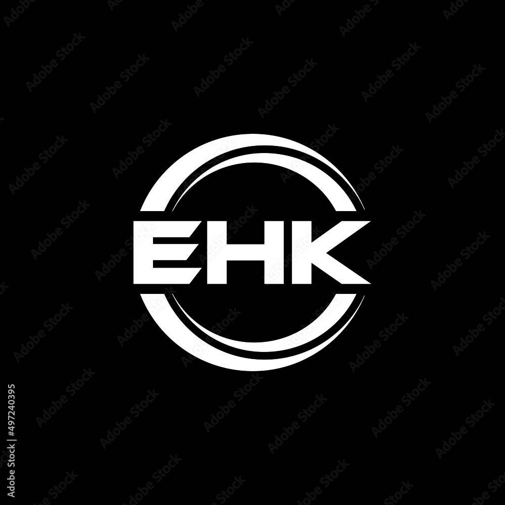 EHK letter logo design with black background in illustrator, vector ...