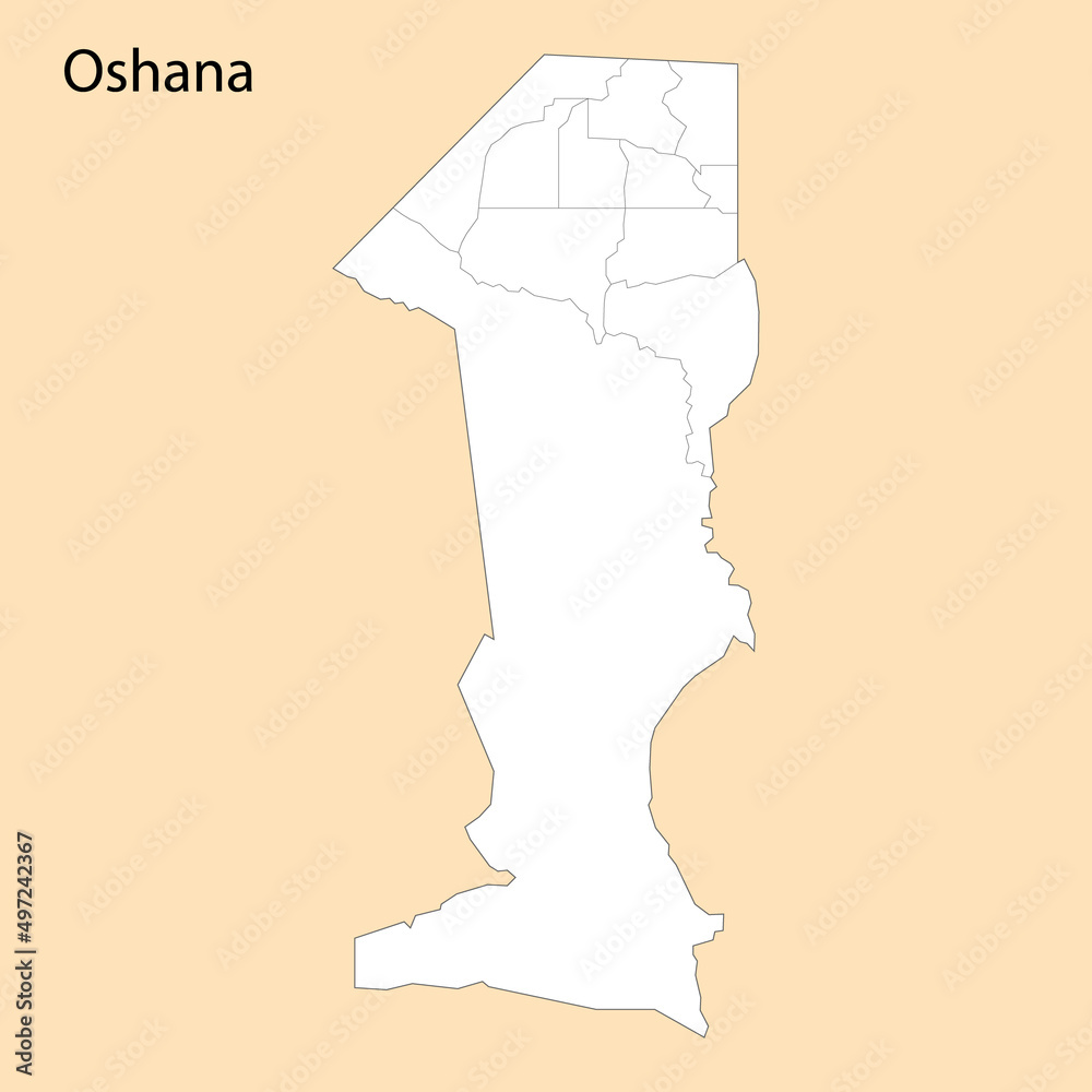 High Quality map of Oshana is a region of Namibia Stock Vector | Adobe ...