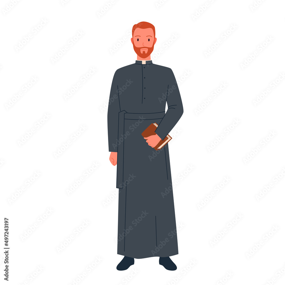 Protestant priest, religious leader character vector illustration ...