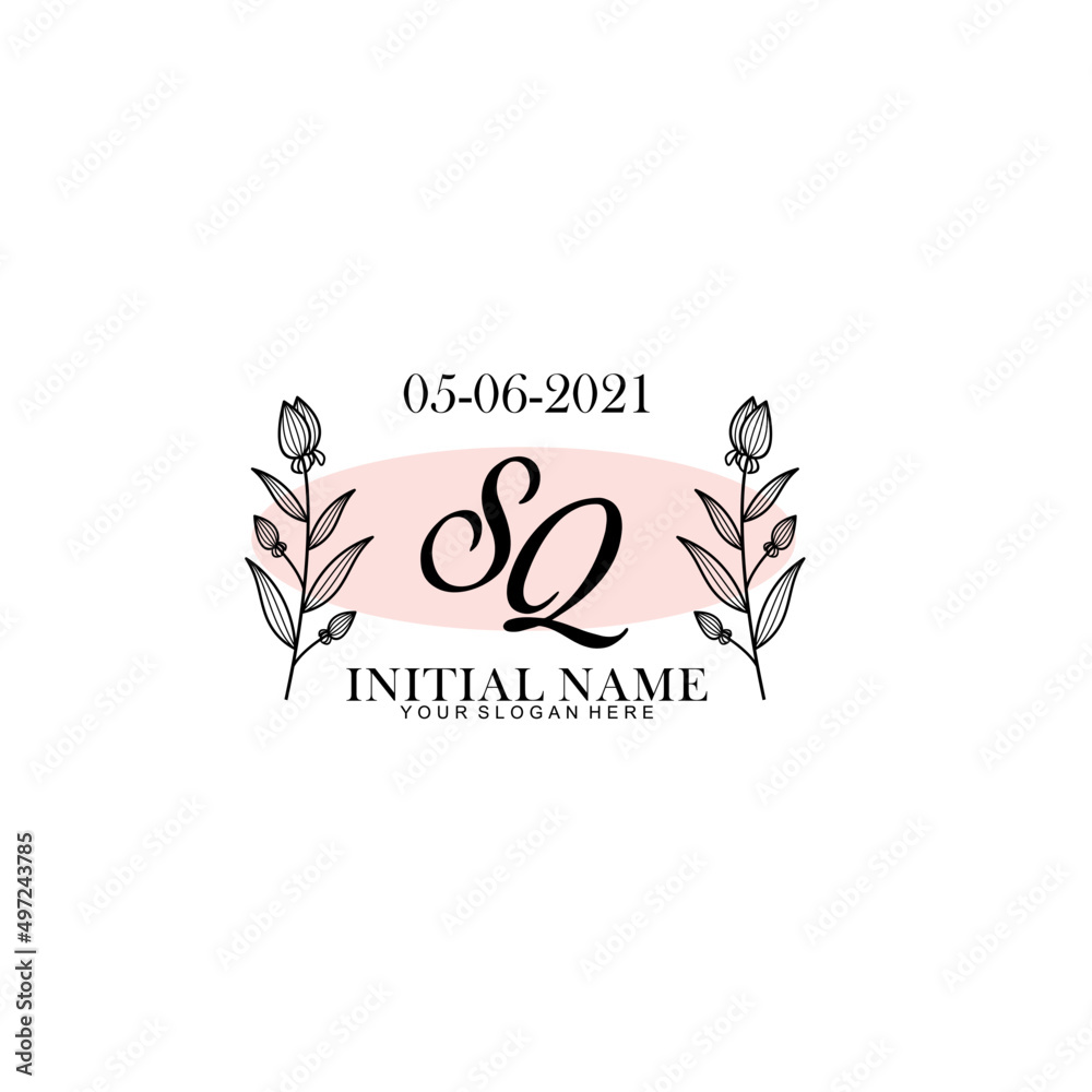 SQ Initial letter handwriting and signature logo. Beauty vector initial ...
