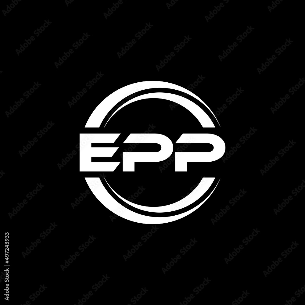 EPP letter logo design with black background in illustrator, vector ...