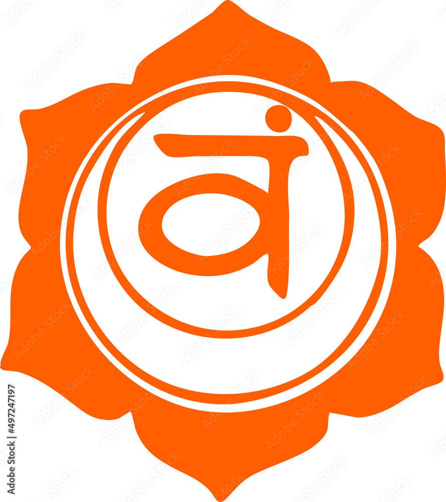 Vector illustration with symbol chakra Svadhishthana. Hand drawn second ...