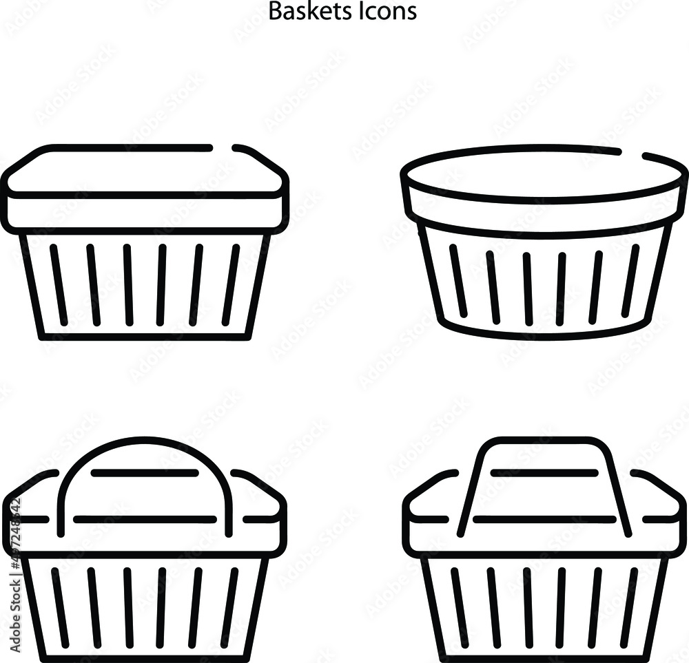 basket icons isolated on white background from ecommerce shopping ...