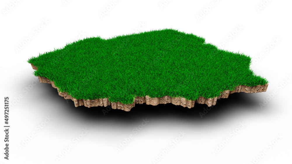 Map soil land geology cross-section with green grass and Rock ground ...