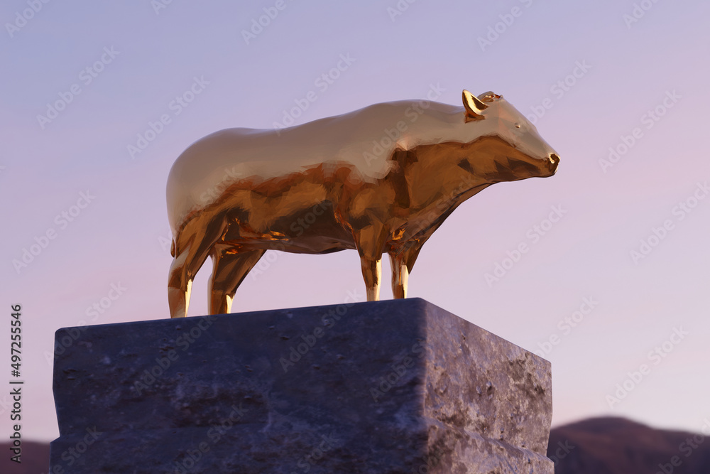 Golden calf on altar, book of Exodus depiction Stock Illustration ...