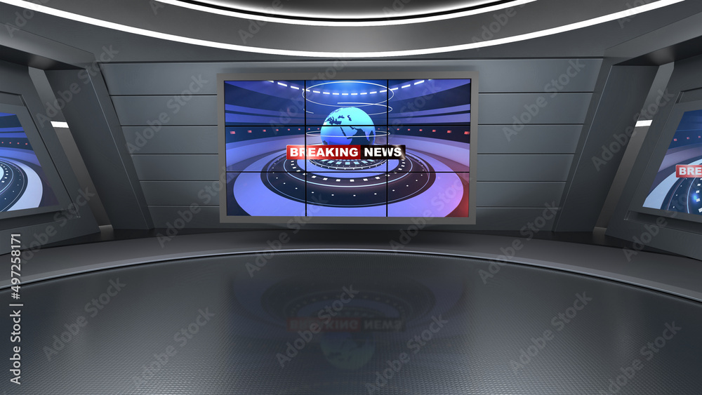 News Studio, Backdrop For TV Shows .TV On Wall.3D Virtual News Studio ...