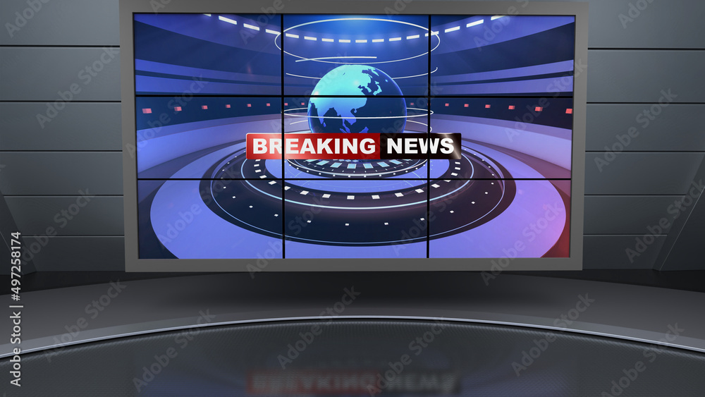 News Studio, Backdrop For TV Shows .TV On Wall.3D Virtual News Studio ...