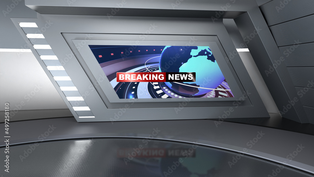 News Studio, Backdrop For TV Shows .TV On Wall.3D Virtual News Studio ...