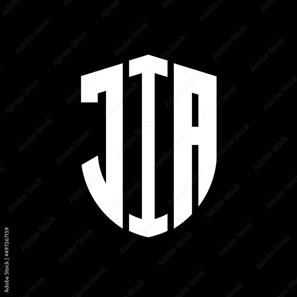 JIA letter logo design. JIA modern letter logo with black background ...