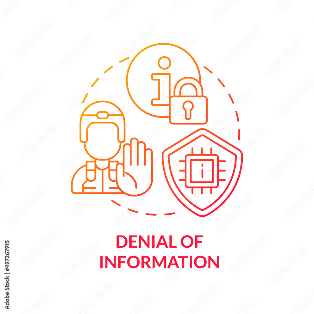 Denial of information red gradient concept icon. Data access ban ...