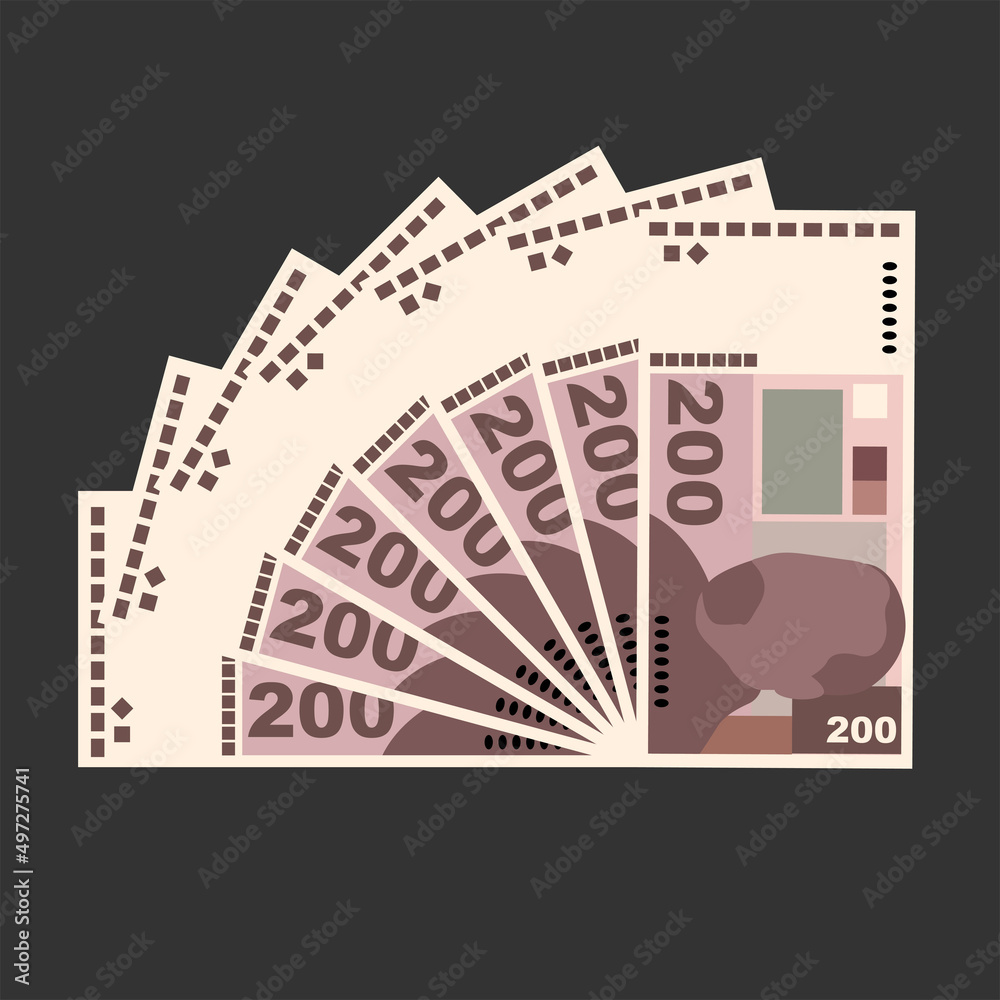 Croatian Kuna Vector Illustration. Croatia money set bundle banknotes ...
