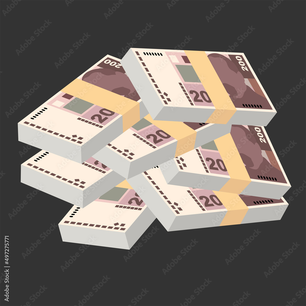 Croatian Kuna Vector Illustration. Croatia money set bundle banknotes ...