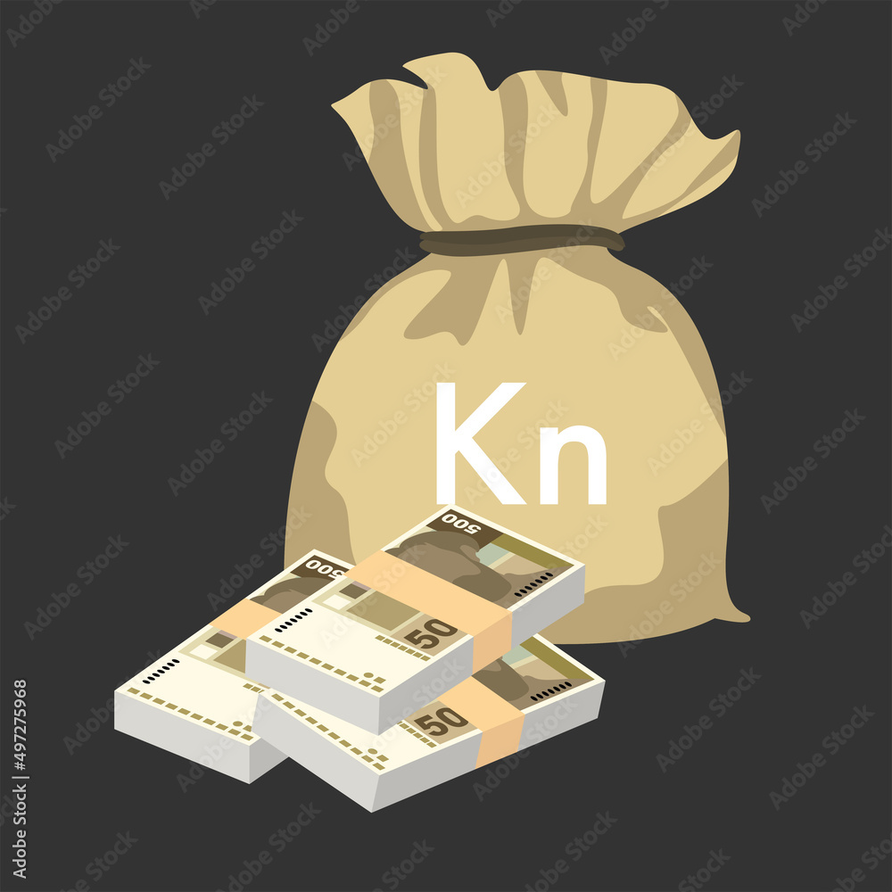 Croatian Kuna Vector Illustration. Croatia money set bundle banknotes ...