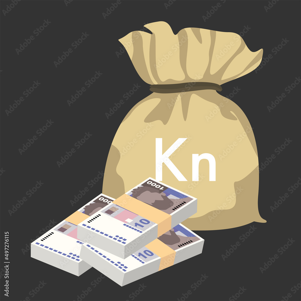 Croatian Kuna Vector Illustration. Croatia money set bundle banknotes ...