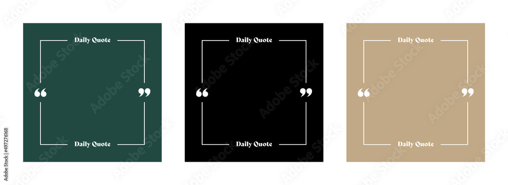 Quote Template Set. Blank Quote Frame Border with Quotation Marks ...