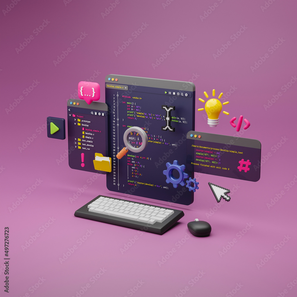 Programmer Developer Typing Script Source Languages Coding Symbols Icon Development Project Data